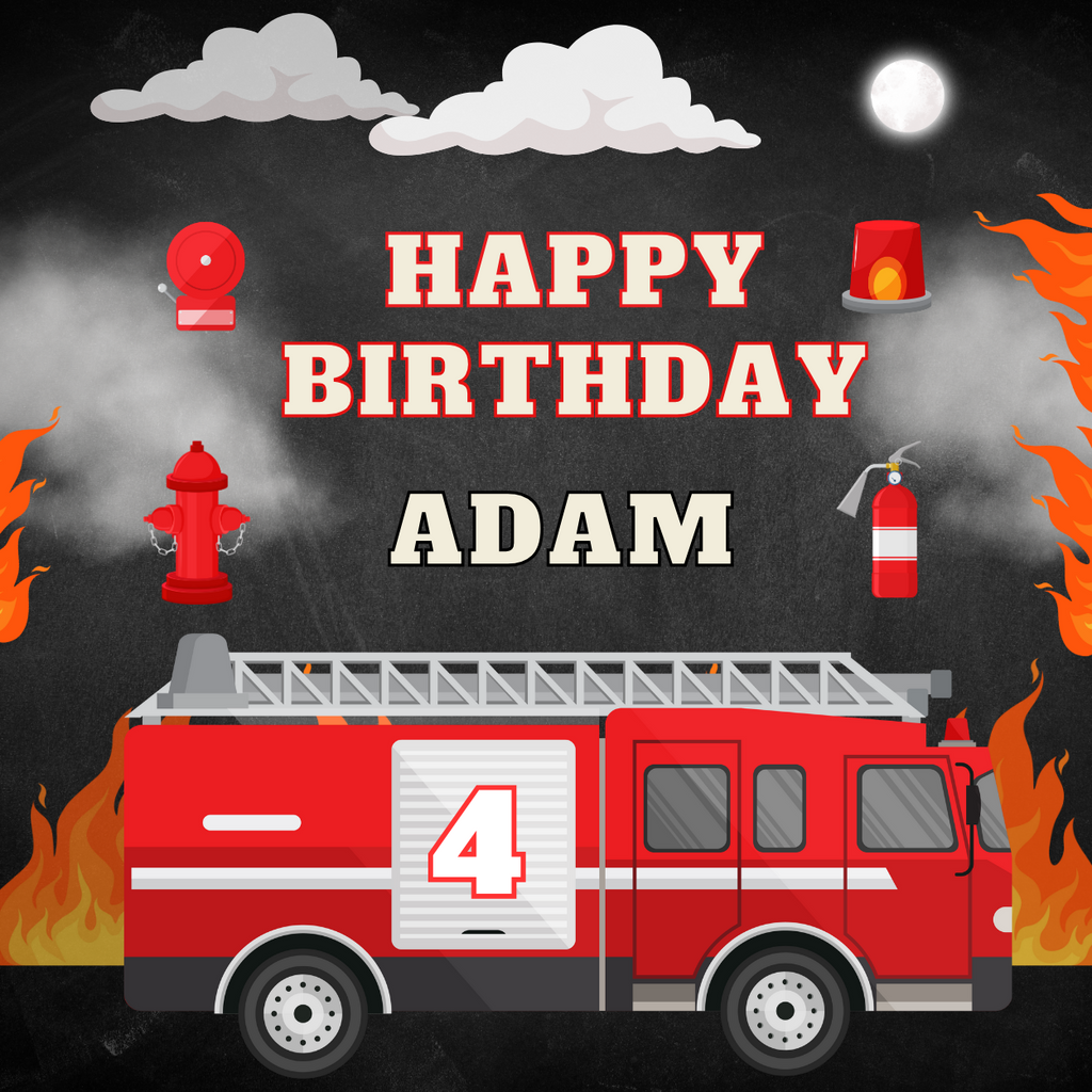 Personalised Cake Topper Edible Pre-cut Fire Engine Fire Fighter Cake ...