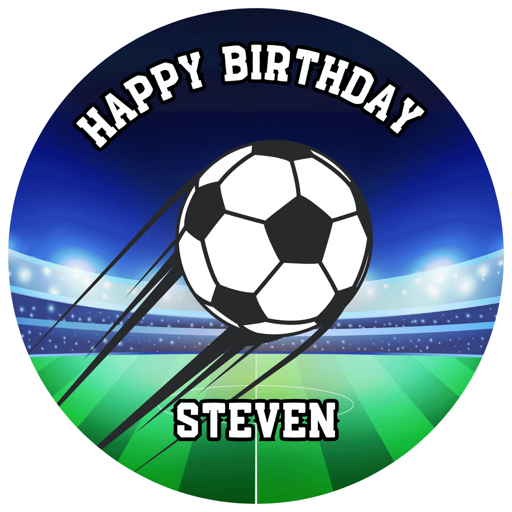 Personalised Cake Topper Edible Pre-cut Flying Football Soccer Sports ...