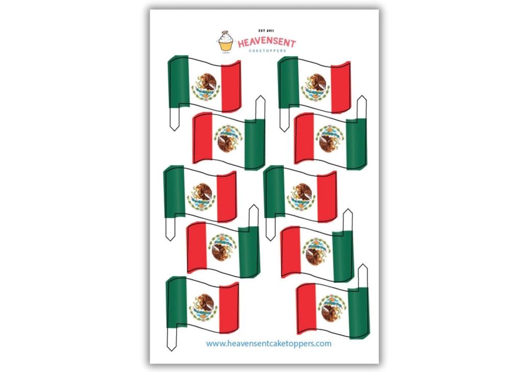 Cake Topper 20x Mexico Flags Edible Decorations – Heaven Sent Cake Toppers