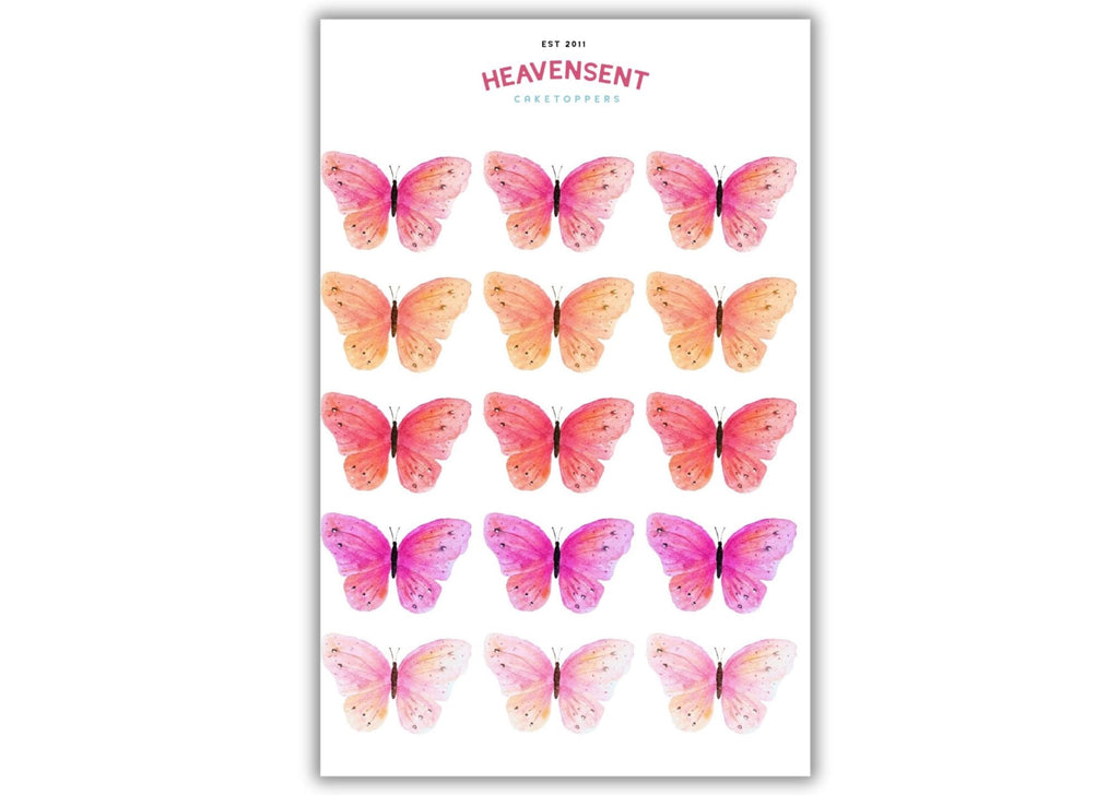 Cake Topper 36x Sunset Pink Butterfly Edible Decorations – Heaven Sent ...
